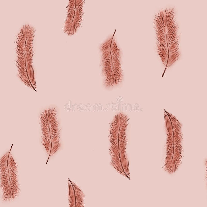 Seamless Pattern with Red Feathers on Red Background. Red Feathers ...