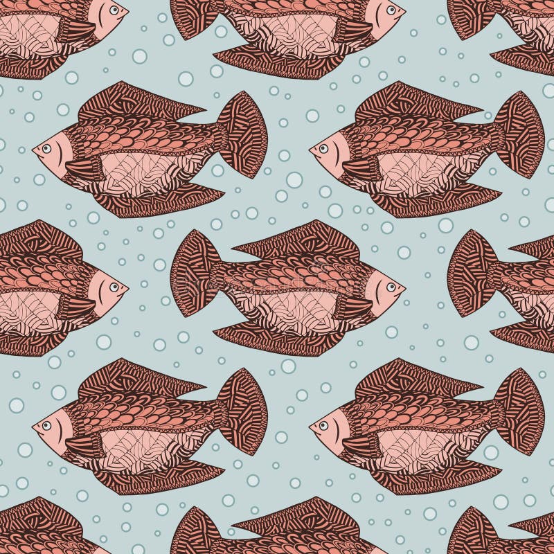 Seamless Pattern with Red Fish. Wallpapers Underwater Animals. Stock ...