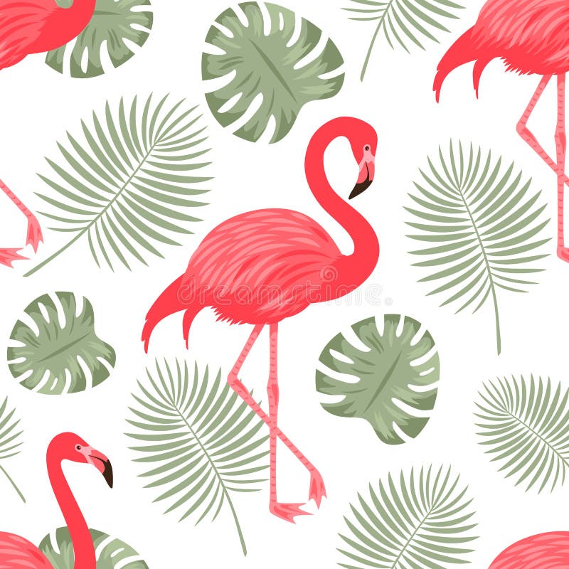 Seamless Pattern with Red Flamingo. Stock Illustration - Illustration ...
