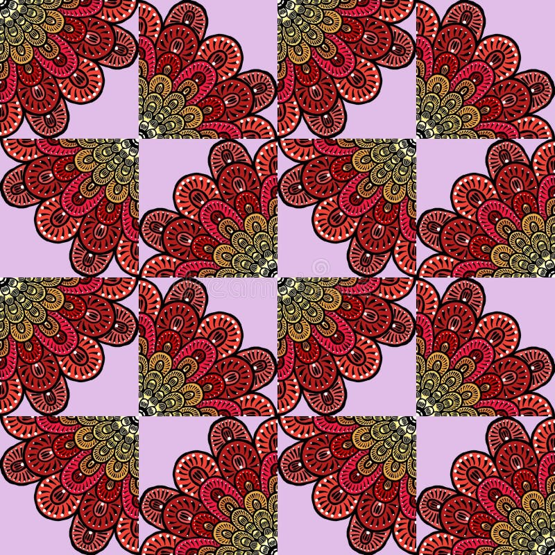 Seamless Pattern with Stylized Flowers and Leaves Stock Illustration ...
