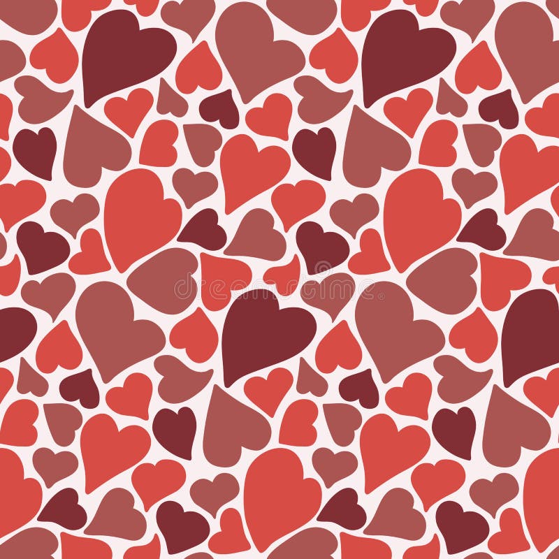 Seamless Pattern with Red Hand Drawn Hearts of Different Sizes Stock ...