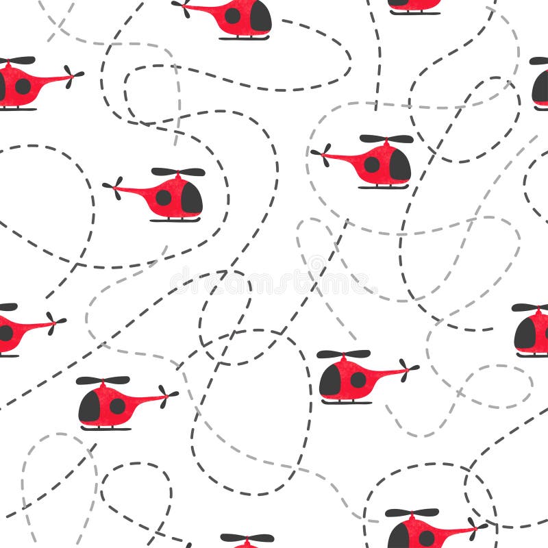 Seamless Pattern with Red Helicopters for Kids. Choppers Vector ...