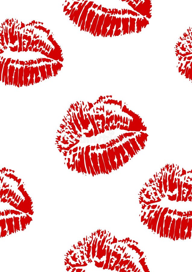 Seamless Pattern of Red Lipstick Kiss Stamp Stock Illustration ...