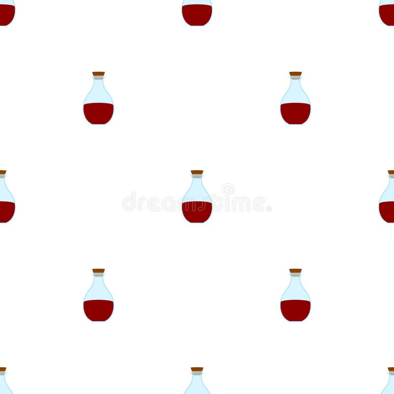 Seamless Pattern with Red Potion Icons. Cartoon Magic Healing Elixir ...