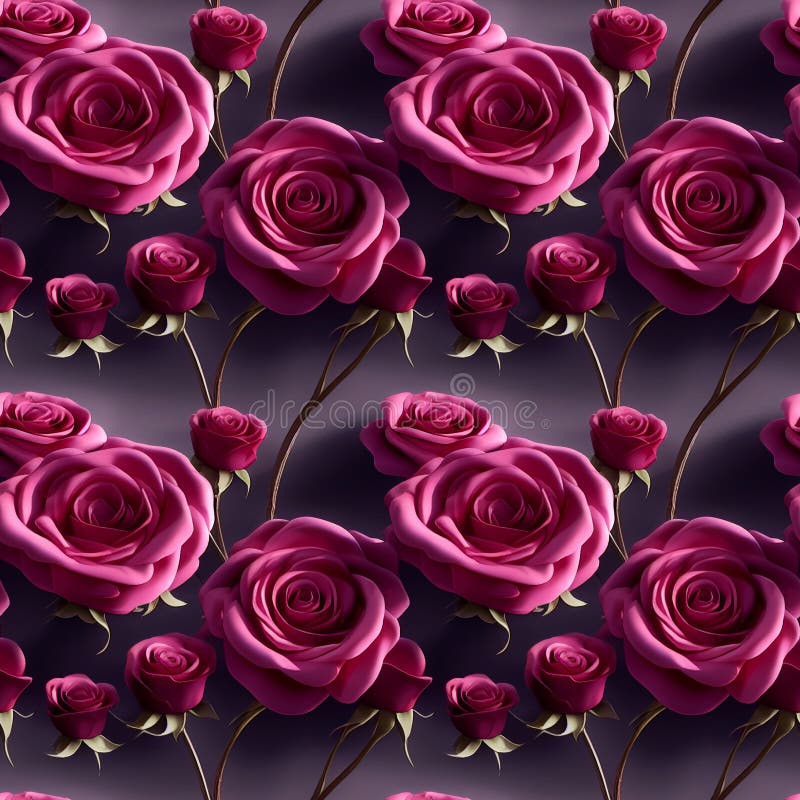 Seamless Pattern with Red Roses. Generated AI Stock Illustration ...