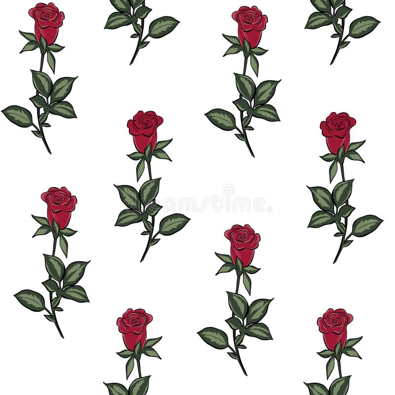 Seamless Pattern with Red Roses.Repeating Solid Pattern with Red Garden ...