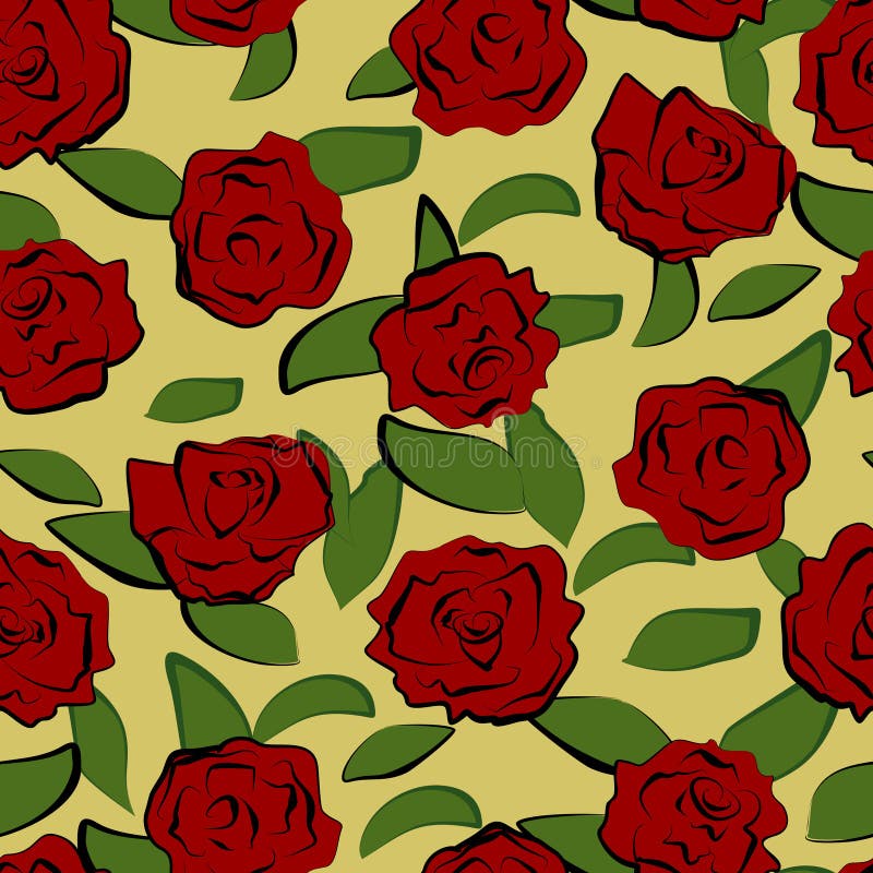 Seamless Pattern with Red Roses. Stock Vector - Illustration of nature ...