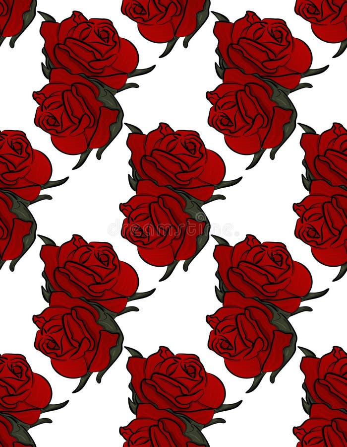 Seamless Pattern of Red Roses on a White Background Stock Vector ...