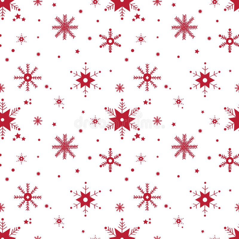 Seamless Pattern with Red Snowflakes on White Background Stock Vector ...