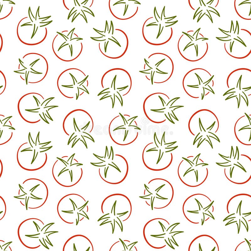 Seamless Pattern of Red Tomato in Line Art Style. Vegetable Design for ...