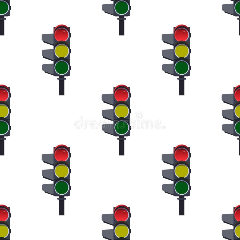 Traffic Light Red Signals. Dont Walk Stop. Flat Illustration. Safety ...
