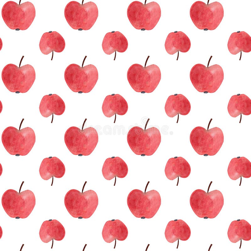 Seamless Pattern With Red And Yellow Watercolor Apples. Illustration ... Seamless Pattern With Red And Yellow Watercolor Apples. Illustration ...