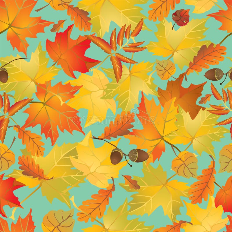 Seamless Pattern with Red and Yellow Autumn Leaves. Fall Season Stock ...