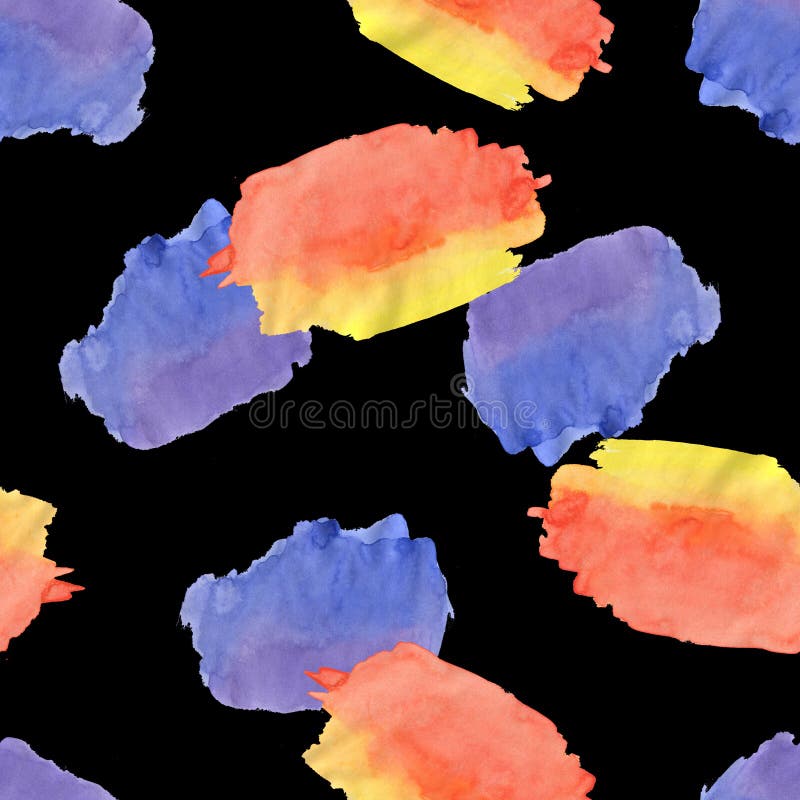 Seamless Pattern with Red, Yellow, Blue Watercolor Spots. Stock Image ...