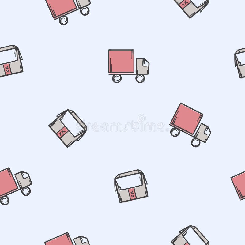 Seamless Pattern Related To Shopping and Delivery. Vector Set of Hand ...