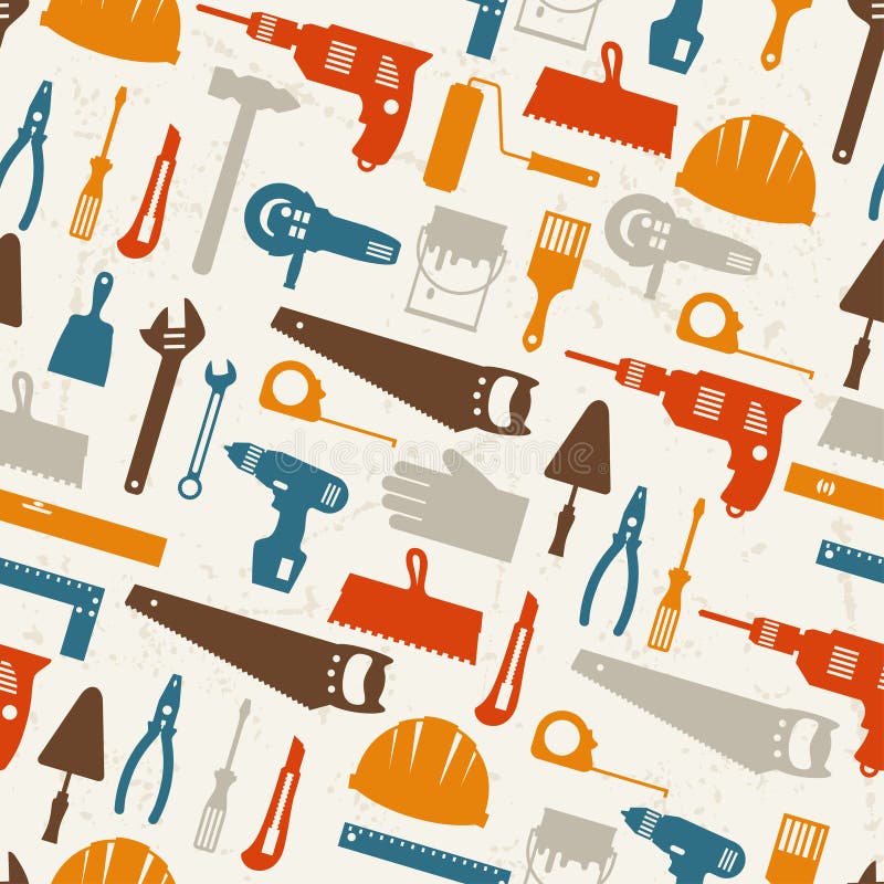 Seamless Pattern with Repair Working Tools Icons Stock Vector ...