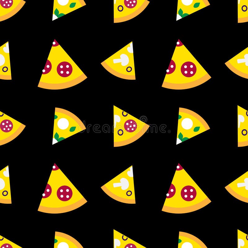 Seamless Pattern with Repeat Slice of Pizza with Different Flavors on ...