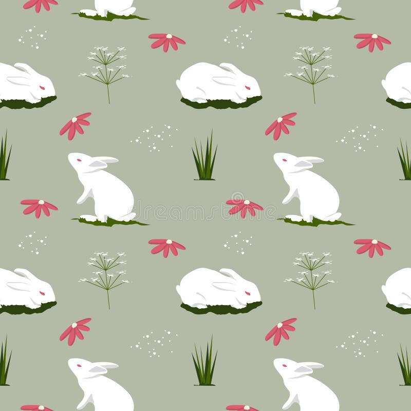Seamless Pattern Repeatable Texture Summer Spring Cute Rabbit Bunny ...