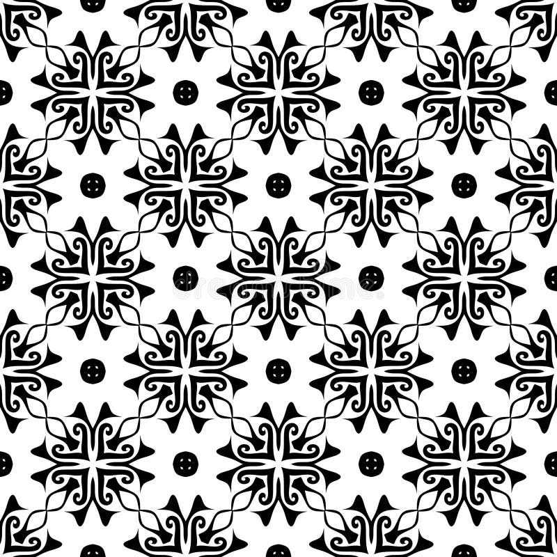Seamless Pattern Repeated Design Curvy Floral Flower Decorative Tile ...
