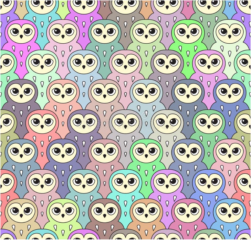 Seamless Pattern with Repeated Owls. Colorful Texture for Fabric or ...