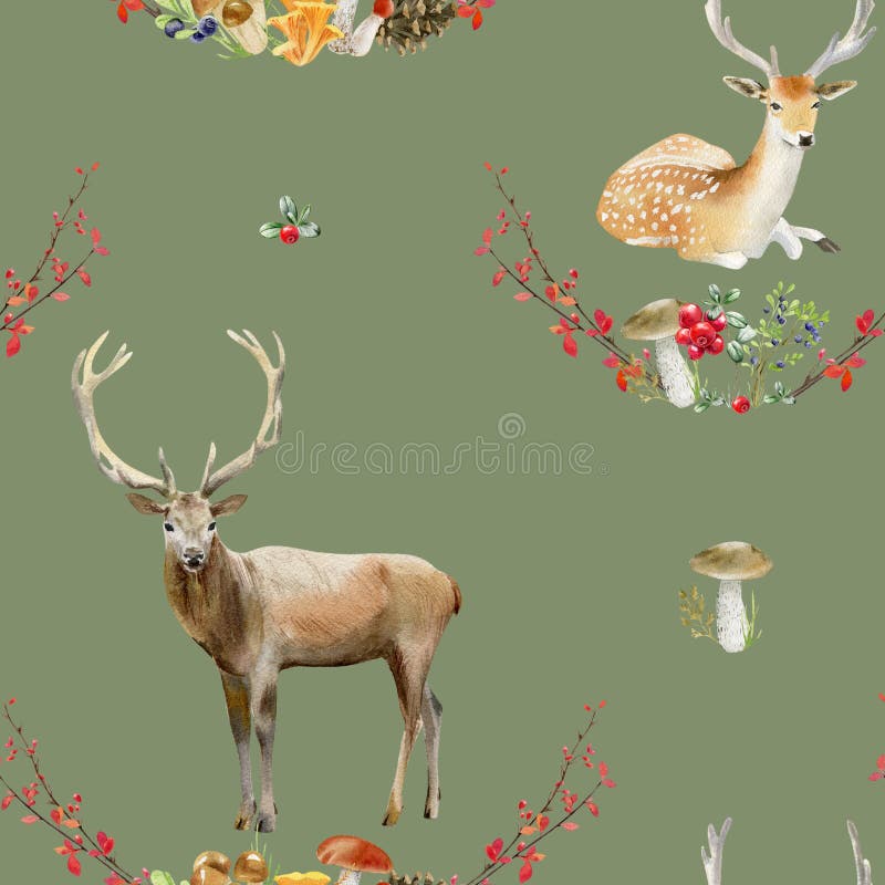 Seamless Pattern Repeated Tile of Watercolor Animals Stock Illustration ...