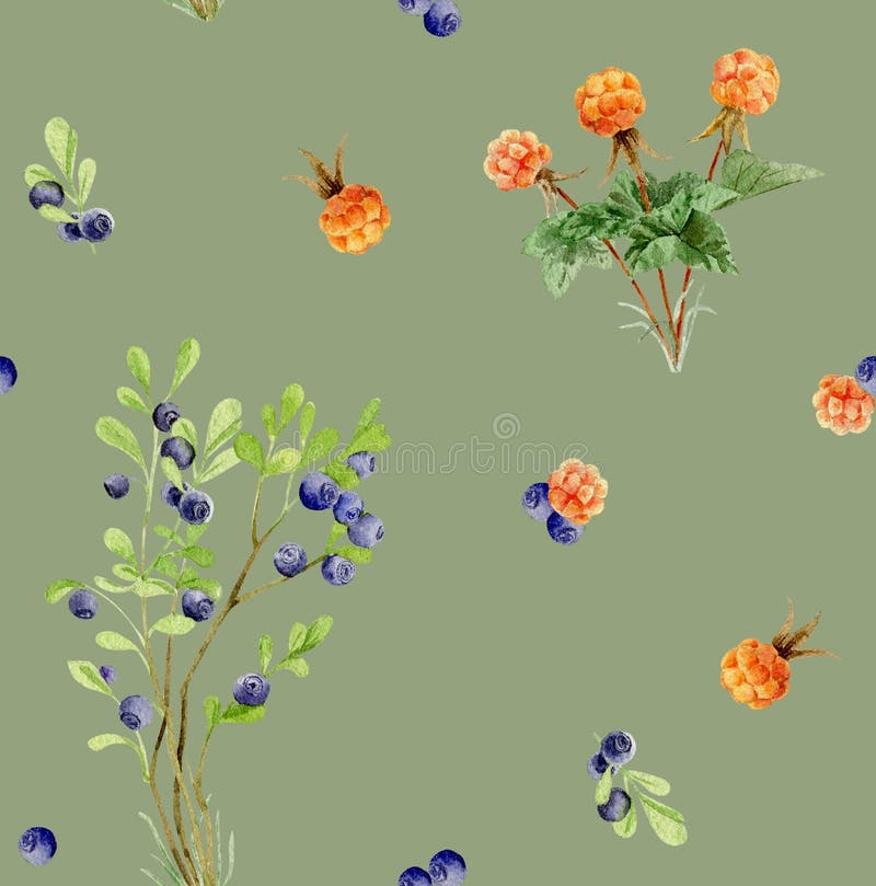Seamless Pattern Repeated Tile of Watercolor Berries Stock Illustration ...