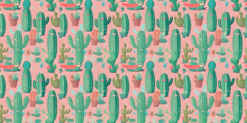 Seamless Pattern Repeating Pattern Design Cute Cartoon Cactus Beautiful ...