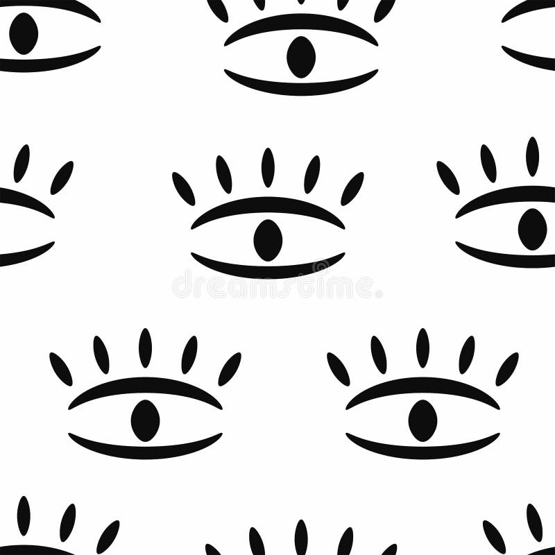 Seamless Pattern with Repeating Eye Drawn by Hand. Stock Vector ...