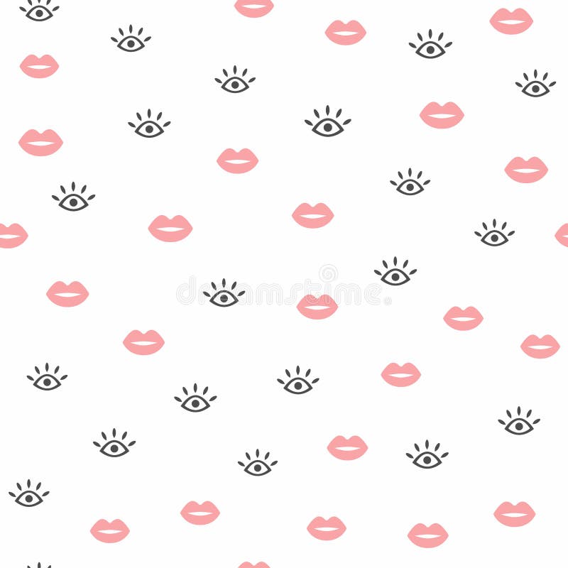 Seamless Pattern with Repeating Eyes and Lips. Cute Girly Print Stock ...
