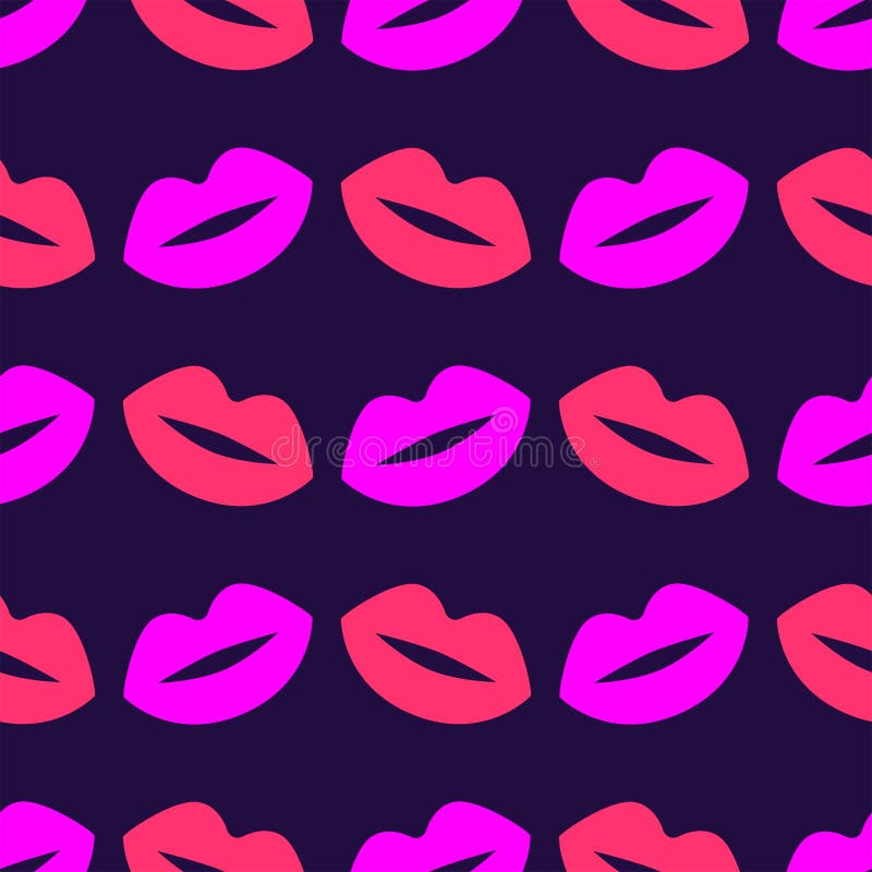Seamless Pattern with Repeating Lips Silhouettes. Stock Vector ...