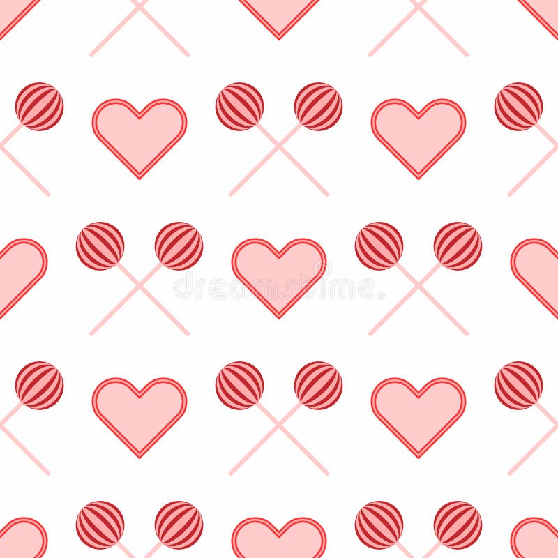 Seamless Pattern with Repeating Lollipops and Hearts. Cute Girly Print ...