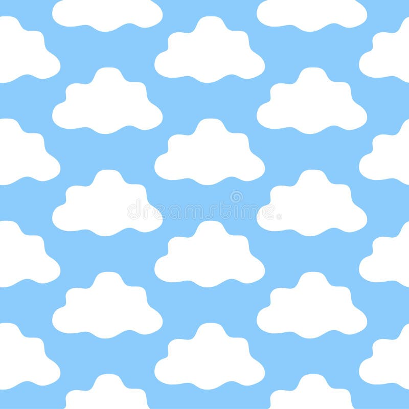 Seamless Pattern Repeating White Clouds on Light Blue Background ...