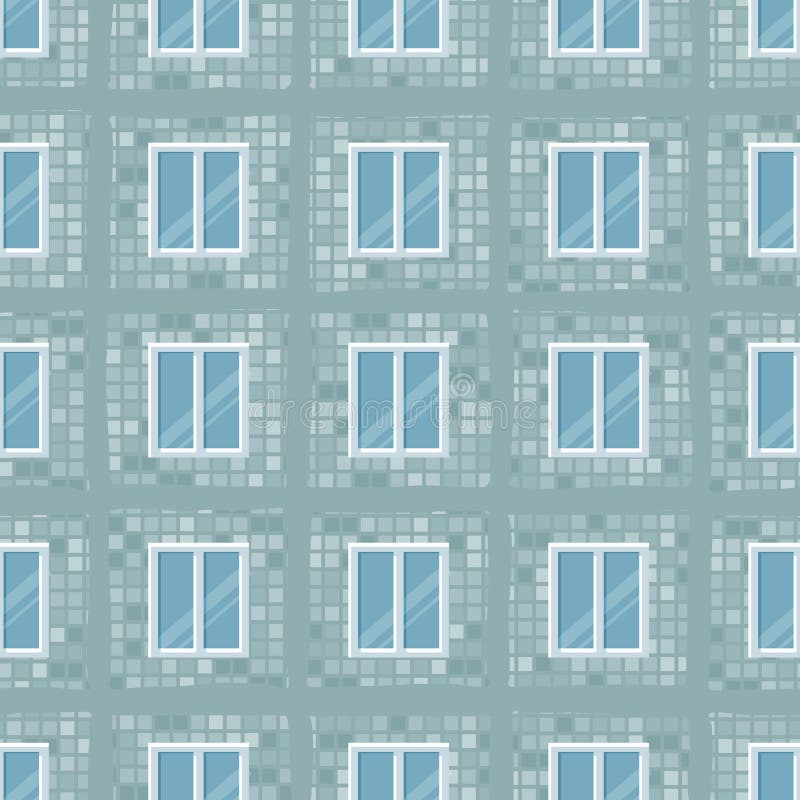 Seamless Pattern from Residential Building with Windows. Stock ...
