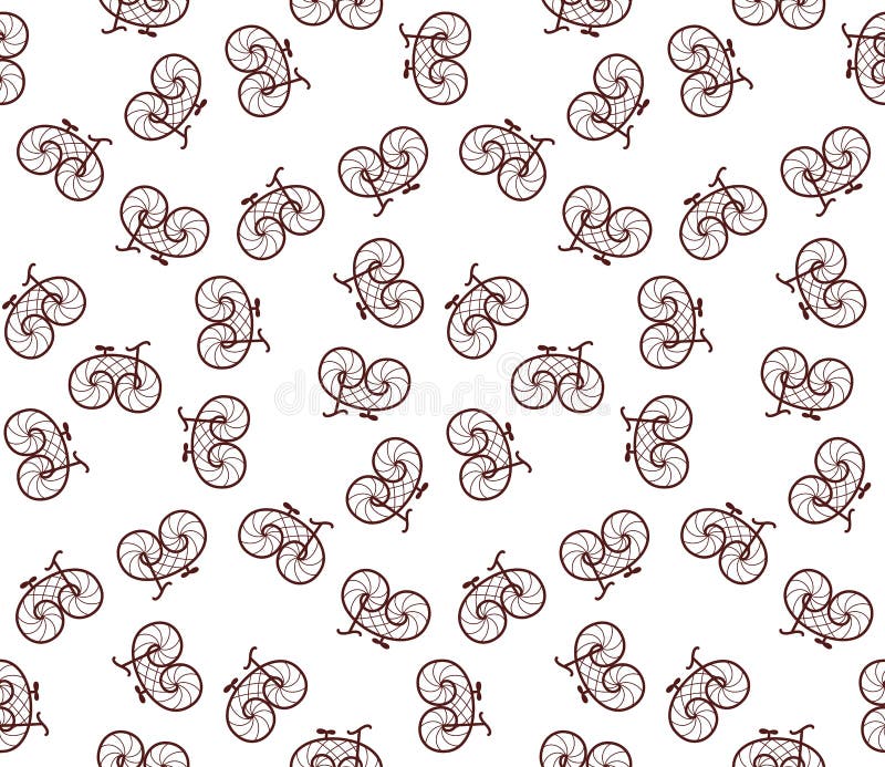 Seamless Pattern of Retro Bicycle Stock Vector - Illustration of line ...