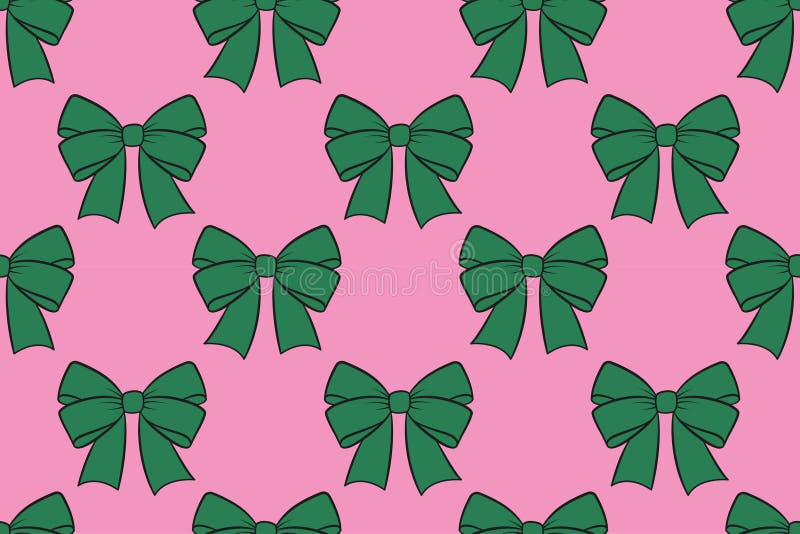 Seamless Pattern with Retro Bows. Pink Green Bow Pattern Doodle Style ...
