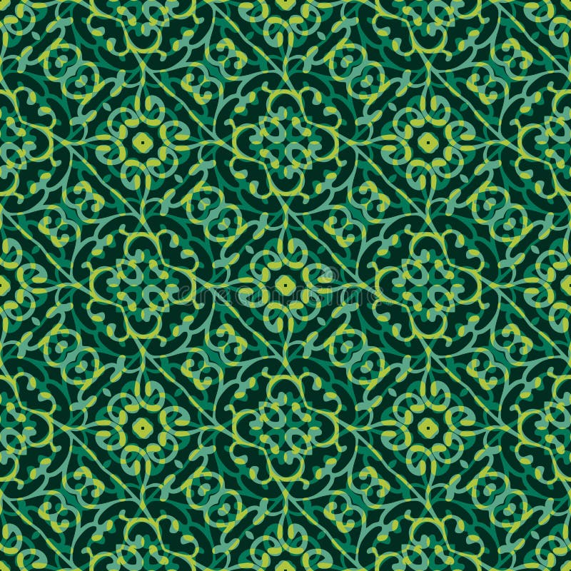 Seamless Pattern with Retro Folk Motifs Stock Illustration ...