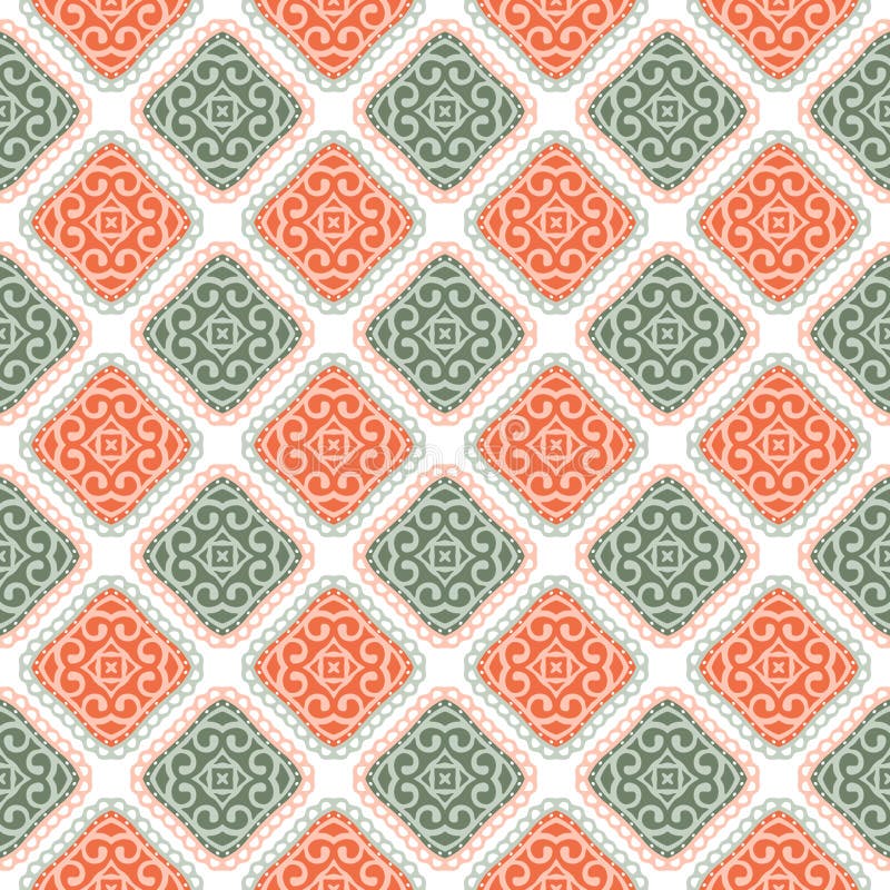 Seamless Pattern with Retro Folk Motifs Stock Illustration ...