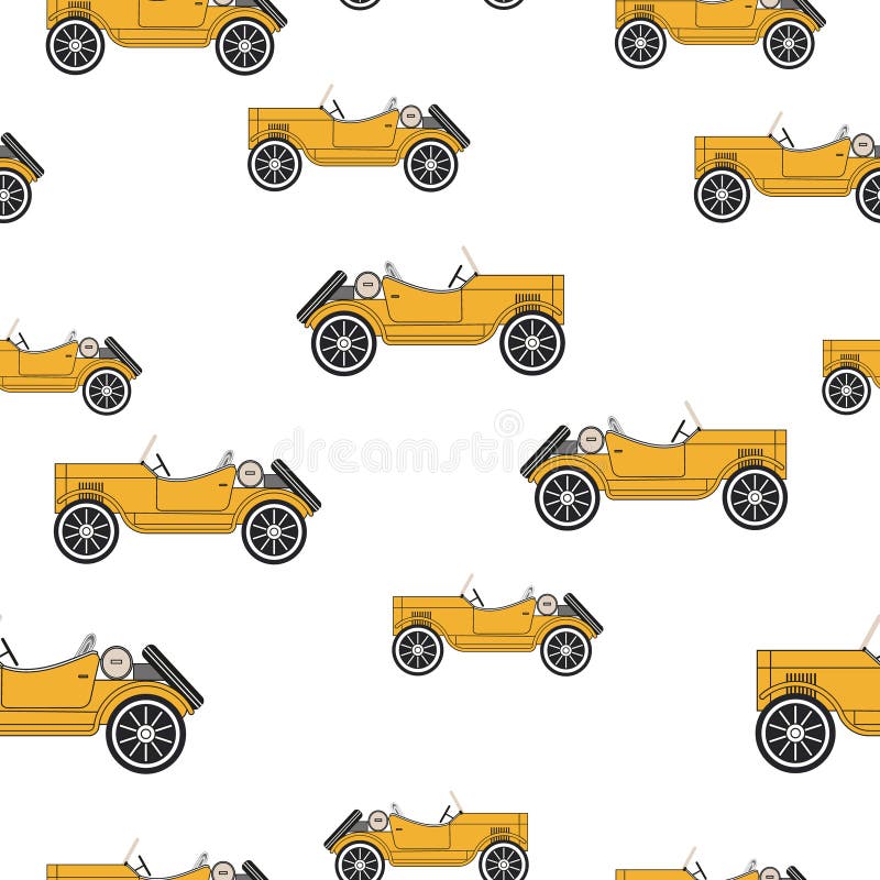 Seamless Pattern with Retro Race Car, Vector. Stock Vector ...