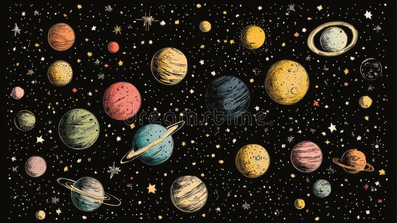 A Seamless Pattern with a Retro Vibe Showcases a Deep Space Observatory ...
