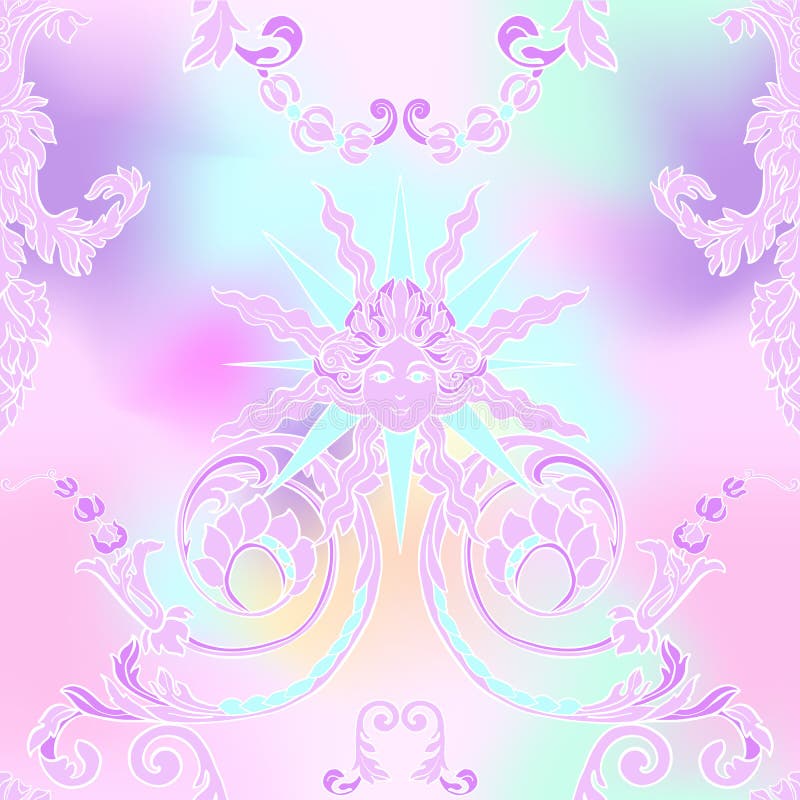 Seamless Pattern with Richly Decorated Rococo Style Floral Decor Stock ...