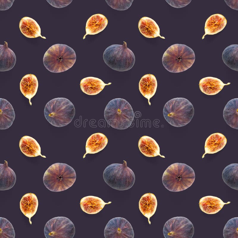 Seamless Pattern with Ripe Figs. Tropical Abstract Background. Figs on ...