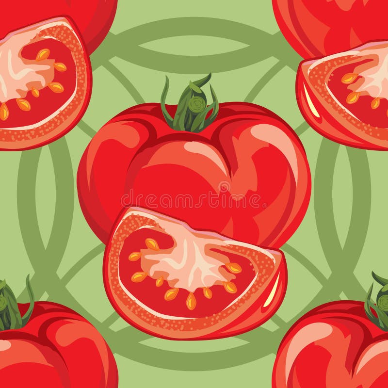 Seamless Pattern of Ripe Red Tomato Stock Vector - Illustration of ...