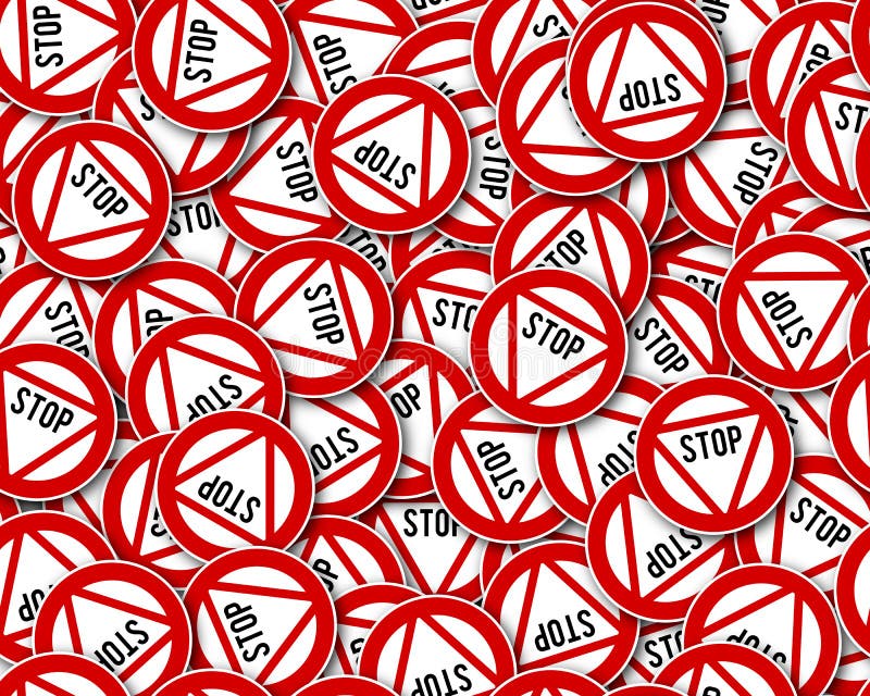 Seamless Pattern, Road Sign Stop Stock Illustration - Illustration of ...