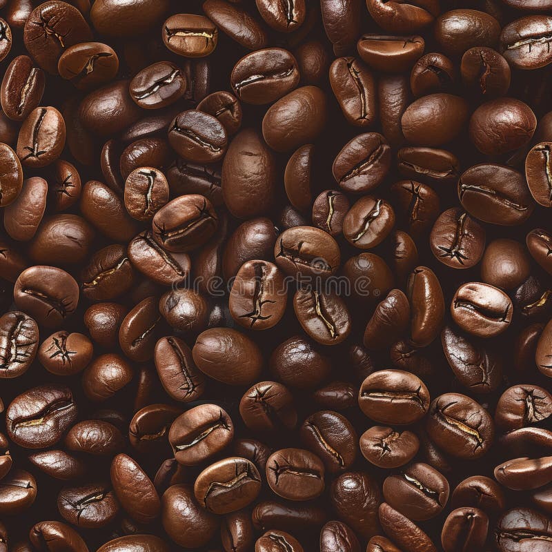 Seamless Pattern of Roasted Coffee Beans, Dark Brown Backdrop for Cafe ...