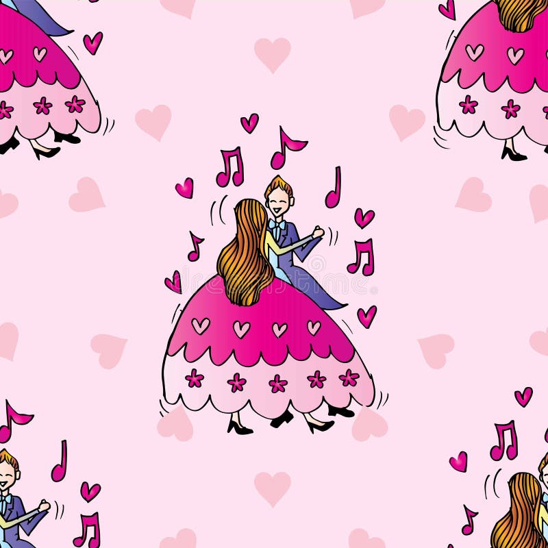 Seamless Pattern with Romantic Couple Dancing Stock Vector ...