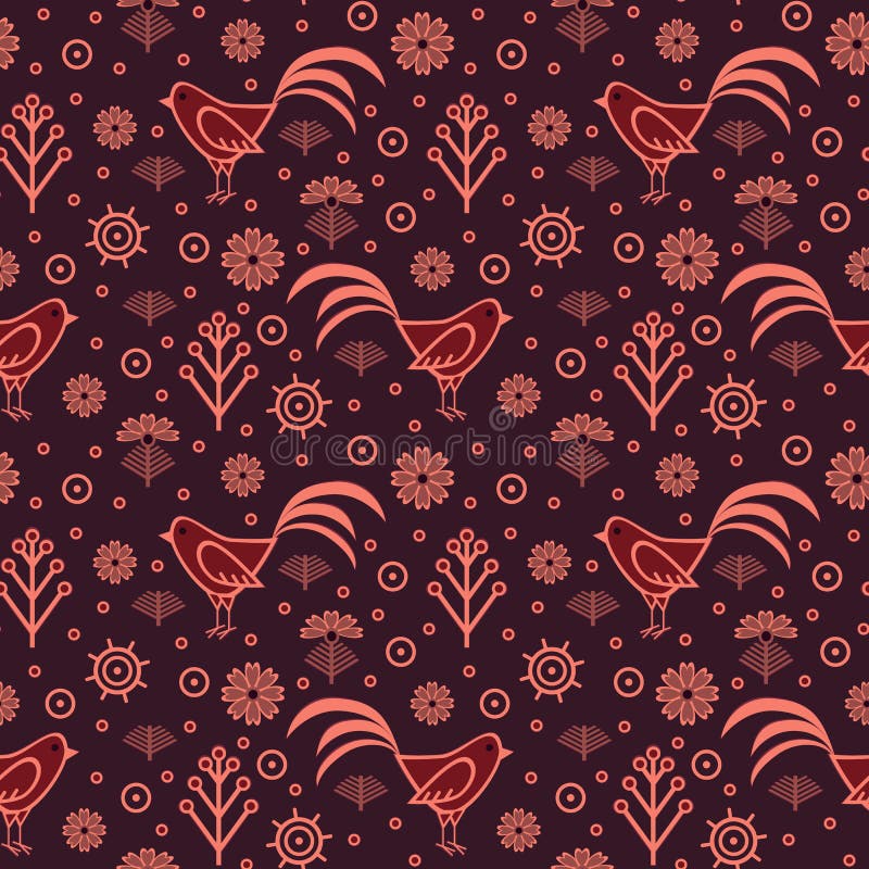Seamless Pattern, Rooster Background, Bird, Stock Vector - Illustration ...