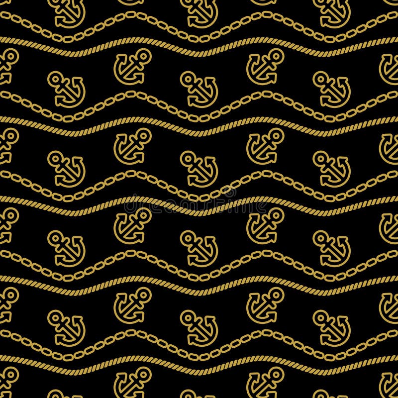 Seamless Pattern with Marine Rope and Knots on a Blue Background Stock ...