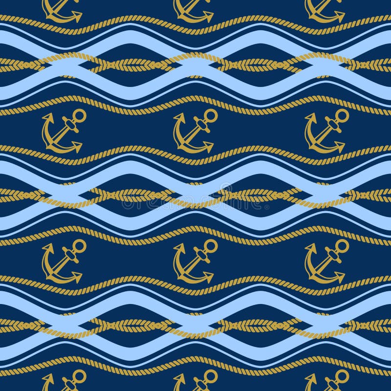Seamless Pattern with Ropes and Waves. Ongoing Backgrounds of Marine ...