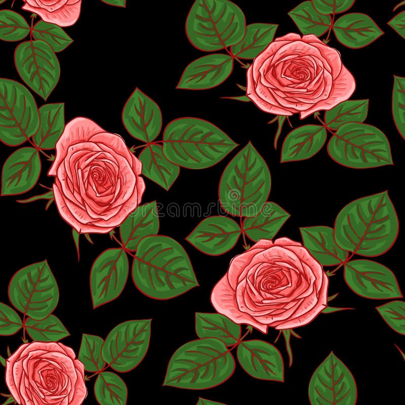 Seamless Pattern with Roses Stock Vector - Illustration of pattern ...
