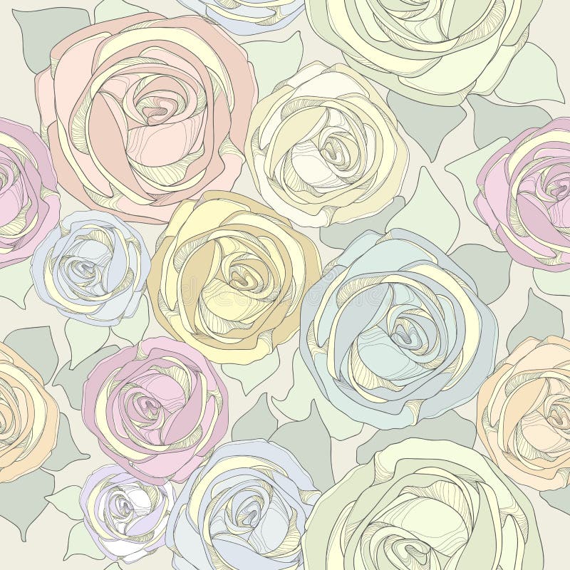 Seamless Pattern with Roses Stock Vector - Illustration of endless ...